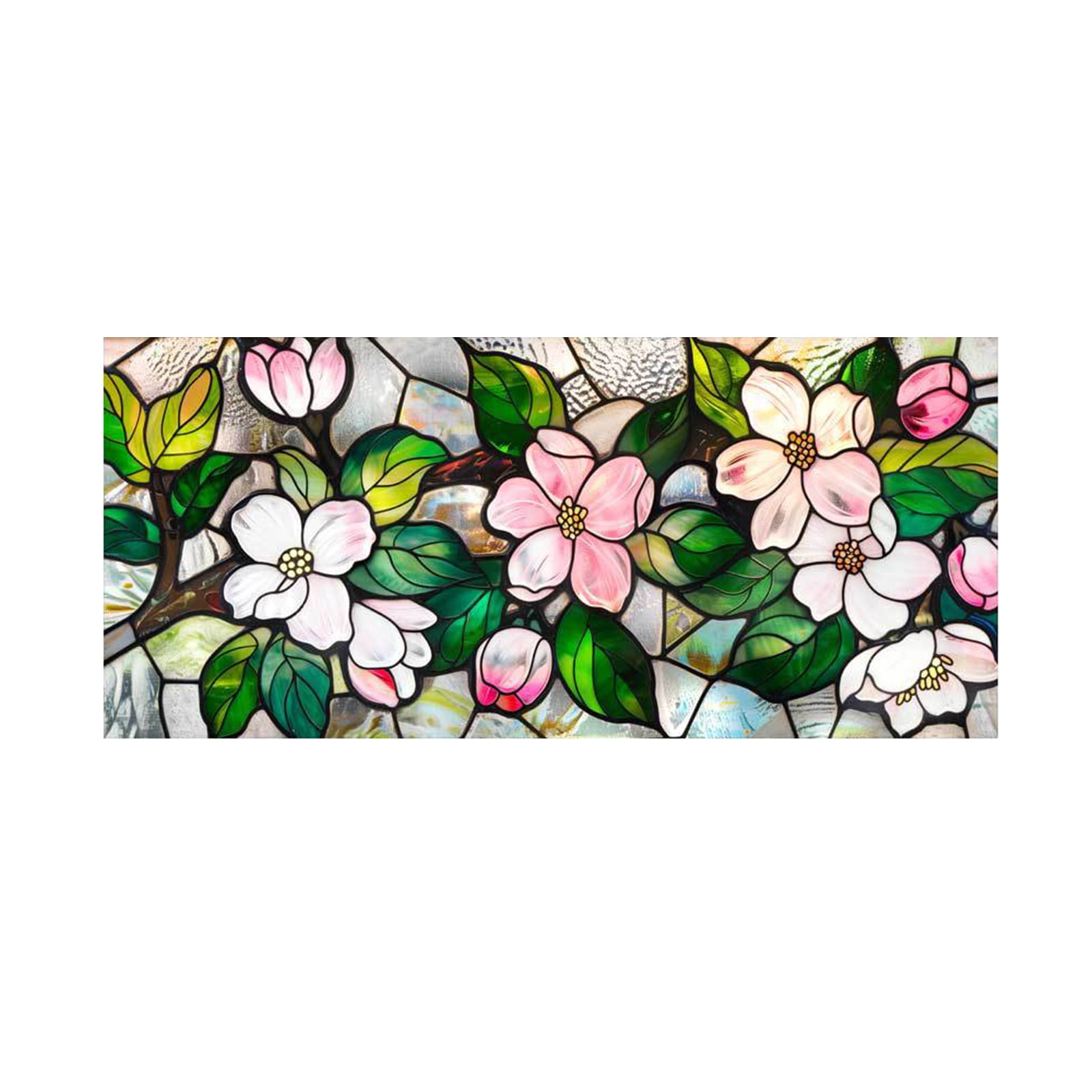 Retro Magnolia Flowers Window Privacy Film,Stained Glass Decals ...