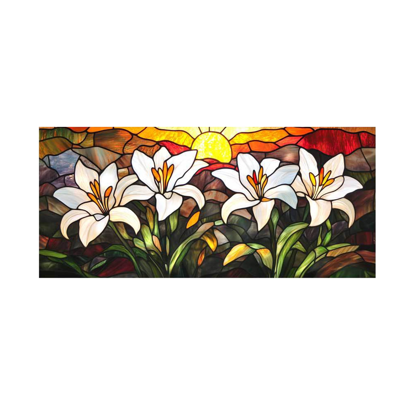Retro Magnolia Flowers Window Privacy Film,Stained Glass Decals ...