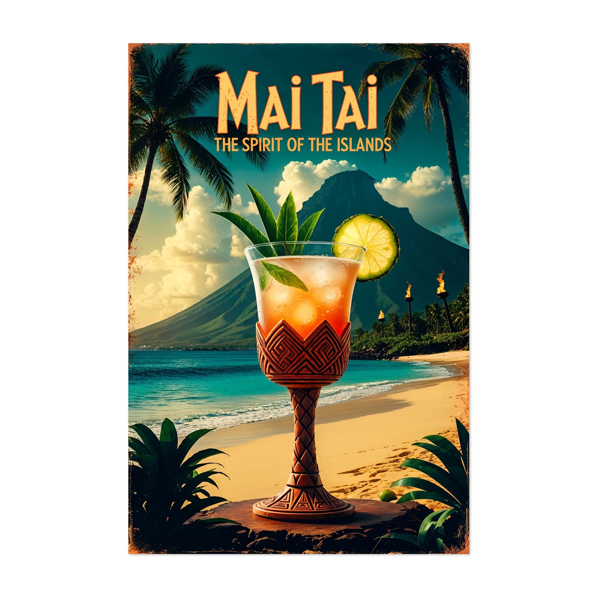 Retro Mai Tai Drink Art: Timeless Polynesian Charm - Illustration ...