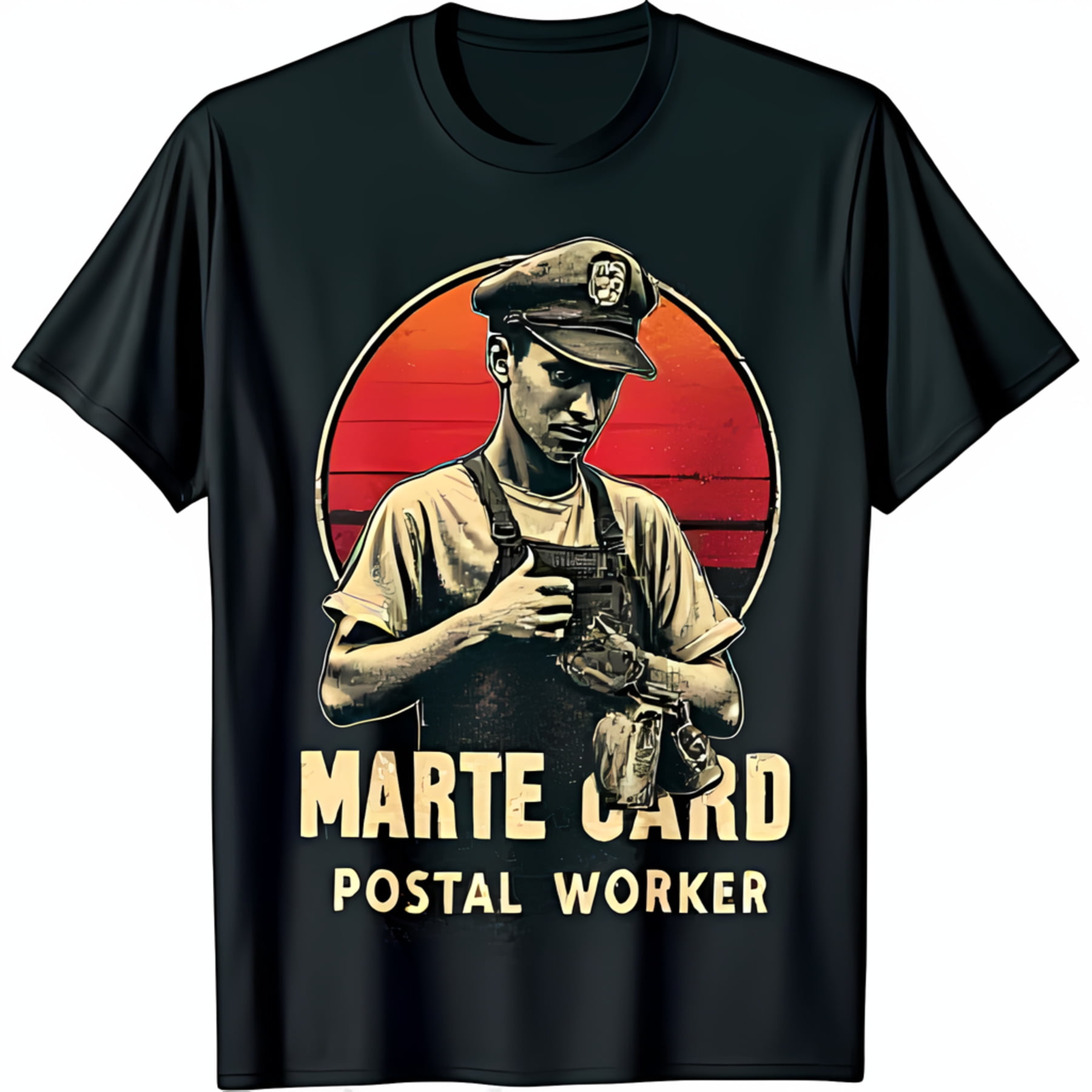 Retro Mailman T-Shirt Vintage 1940s Illustration with Mailbag & Sunset ...
