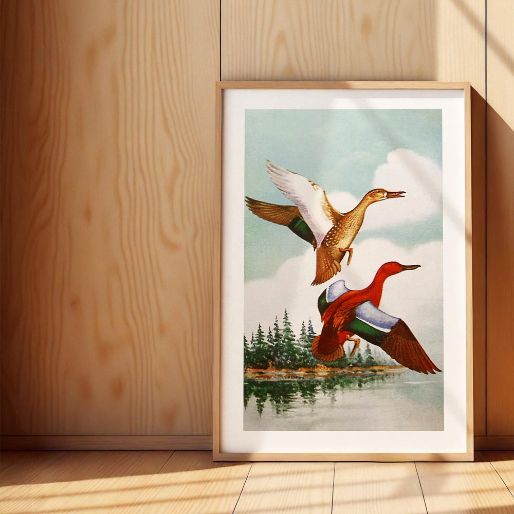 Retro Mallard Print Bird Art Hunting Poster Outdoorsy Wall Prints Home ...