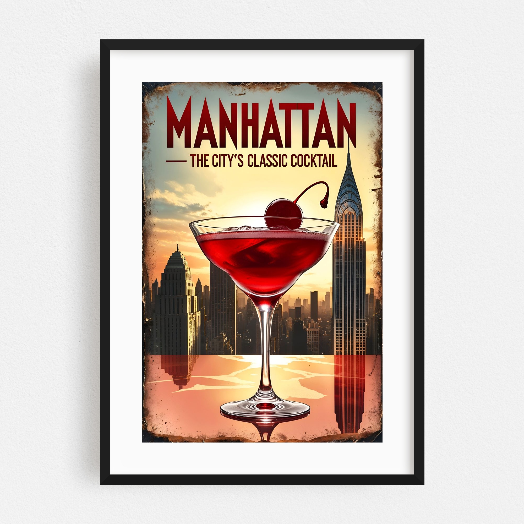 Retro Manhattan Drink Art: Timeless City Charm - Manhattan New York ...