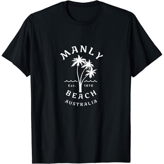 Retro Manly Beach Original Australia Graphic Design Novelty T-Shirt ...