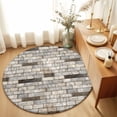 Retro Marble Texture Pattern Round Rug 3ft Farm Stone Brick Decoration ...