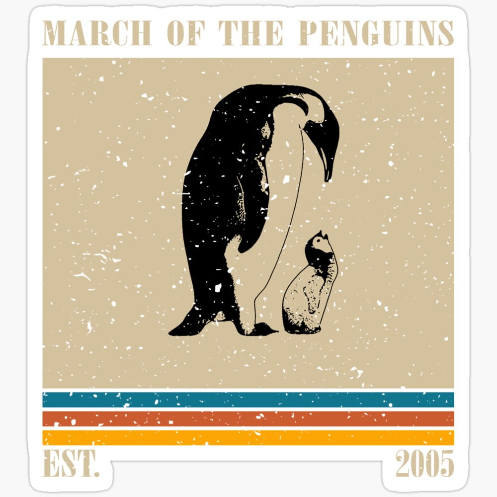 Retro March Of The Penguins Sticker Phone Decal Water Bottle Stickers ...