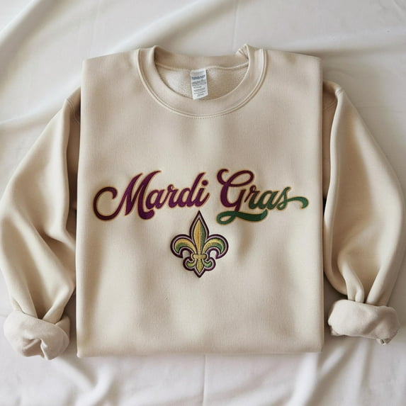 Retro Mardi Gras Embroidered Sweatshirt, Mardi Gras Carnival Shirt ...