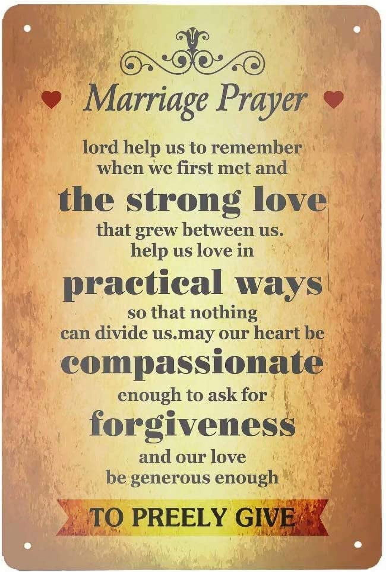 Retro Marriage Prayer Metal Aluminum Sign Vintage Metal Poster Plaque ...