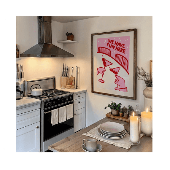 Retro Martini Print: We have fun here Playful Bar CWall Art - Walmart.com