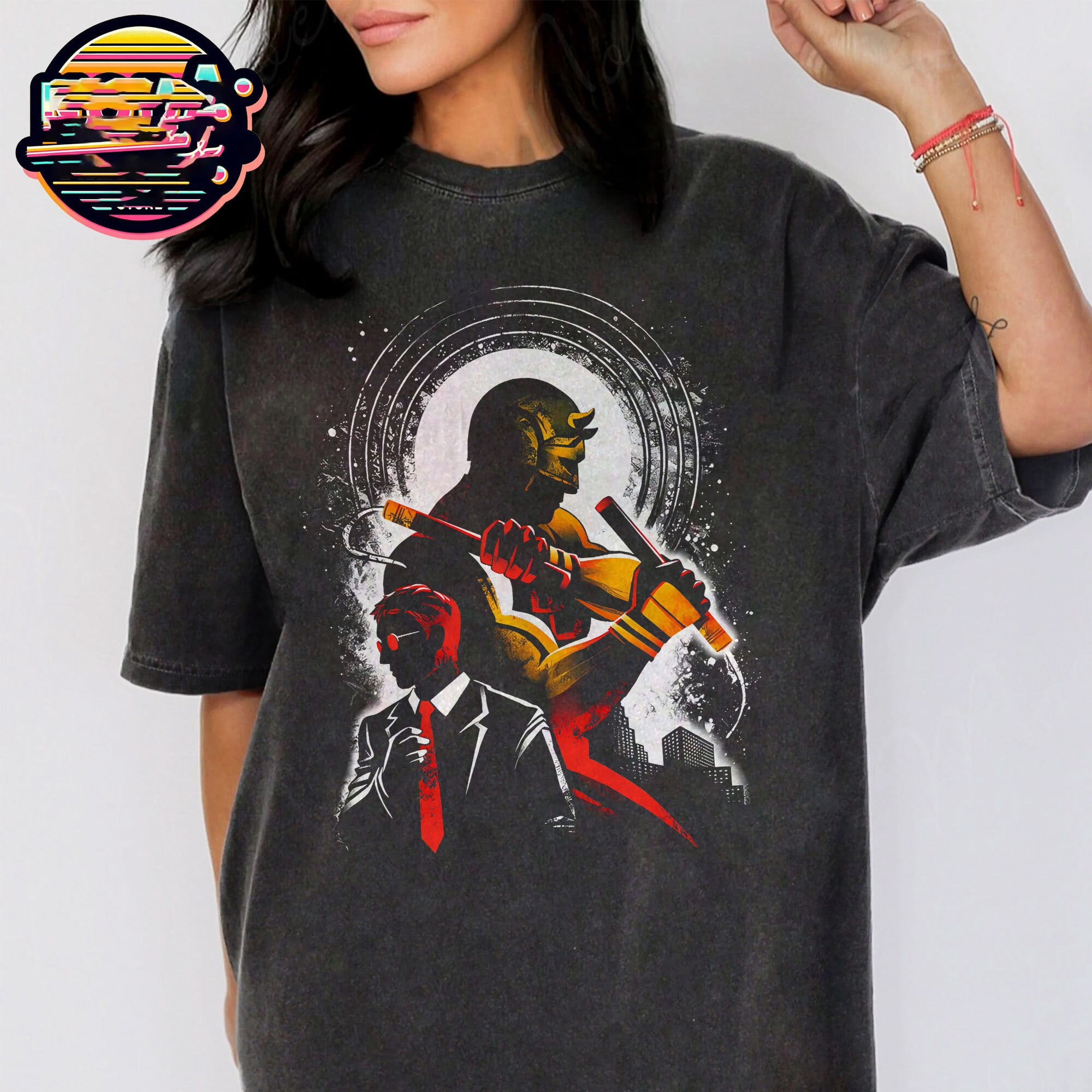 Retro Marvel Daredevil Silhouette Portrait Shirt, Daredevil Superhero ...