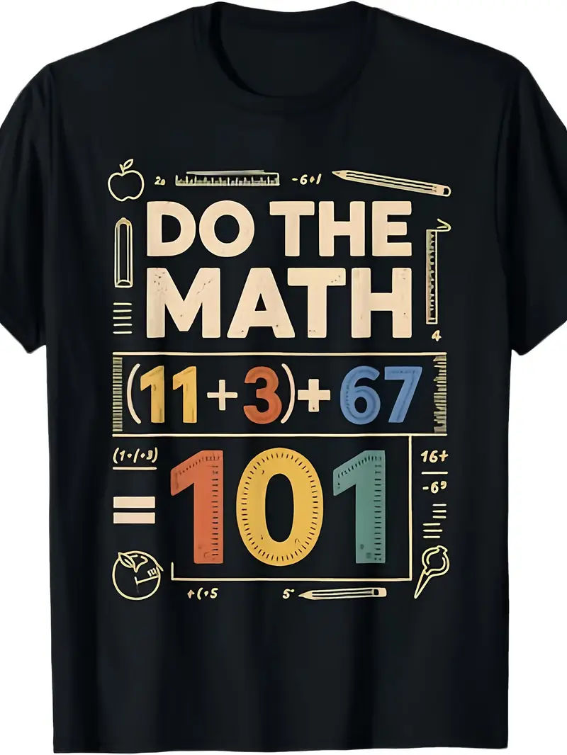 Retro Math Equation 101 Do The Math Men Graphic Casual Short Sleeve T ...