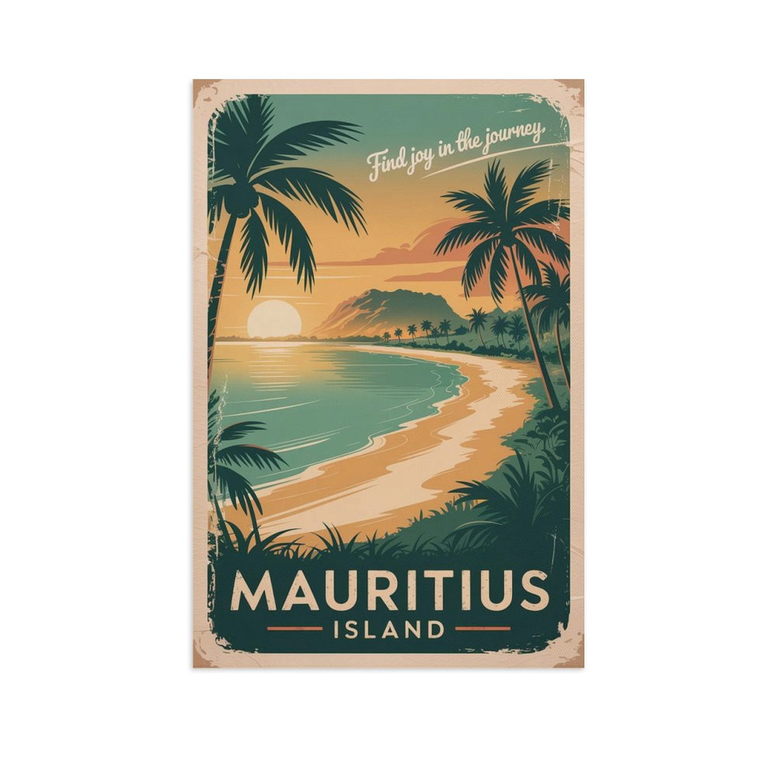 Retro Mauritius Island Motivational Poster Inspirational Vintage Travel ...