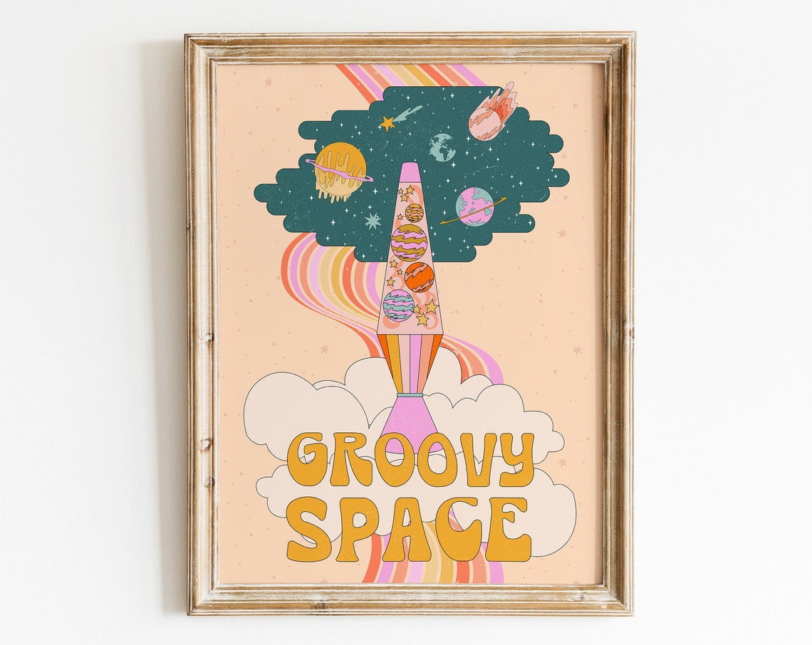 Retro Maximalist Wall Art, Retro Futuristic Print, Retro Rainbow Art ...