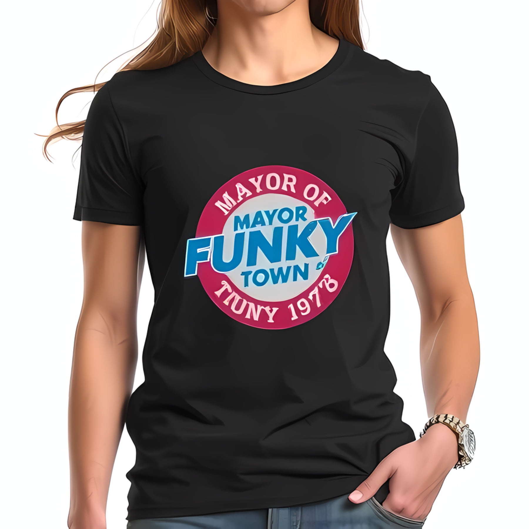 Retro 'Mayor of Funky Town 1978' Graphic Cotton Short Sleeve T-Shirt ...