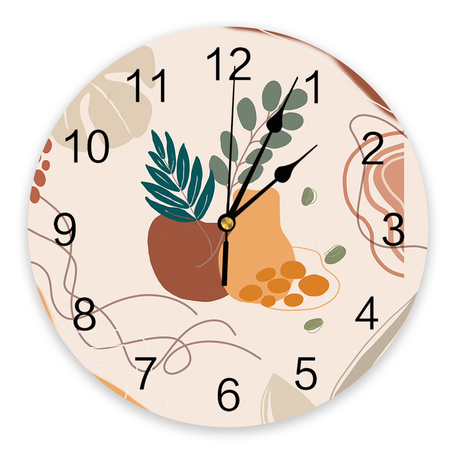 Retro Medieval Art Plant Bedroom Wall Clock Large Modern Kitchen ...