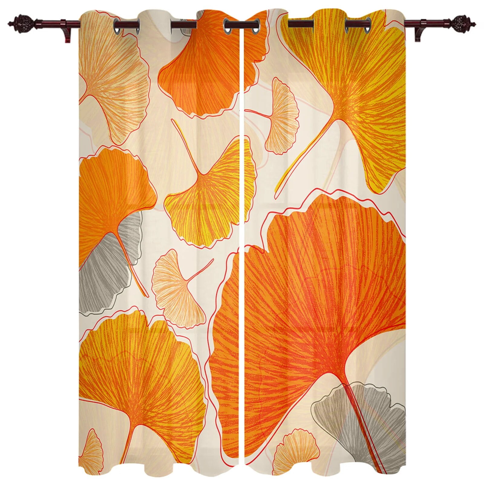 Retro Medieval Floral Plants Window Curtain Living Room European Luxury ...