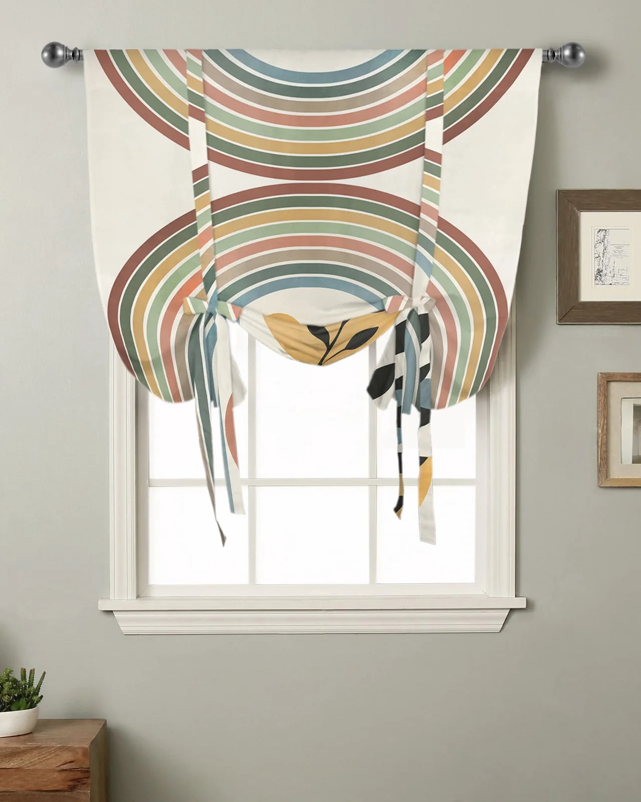 Retro Medieval Geometry Window Curtain for Living Room Roman Curtain ...