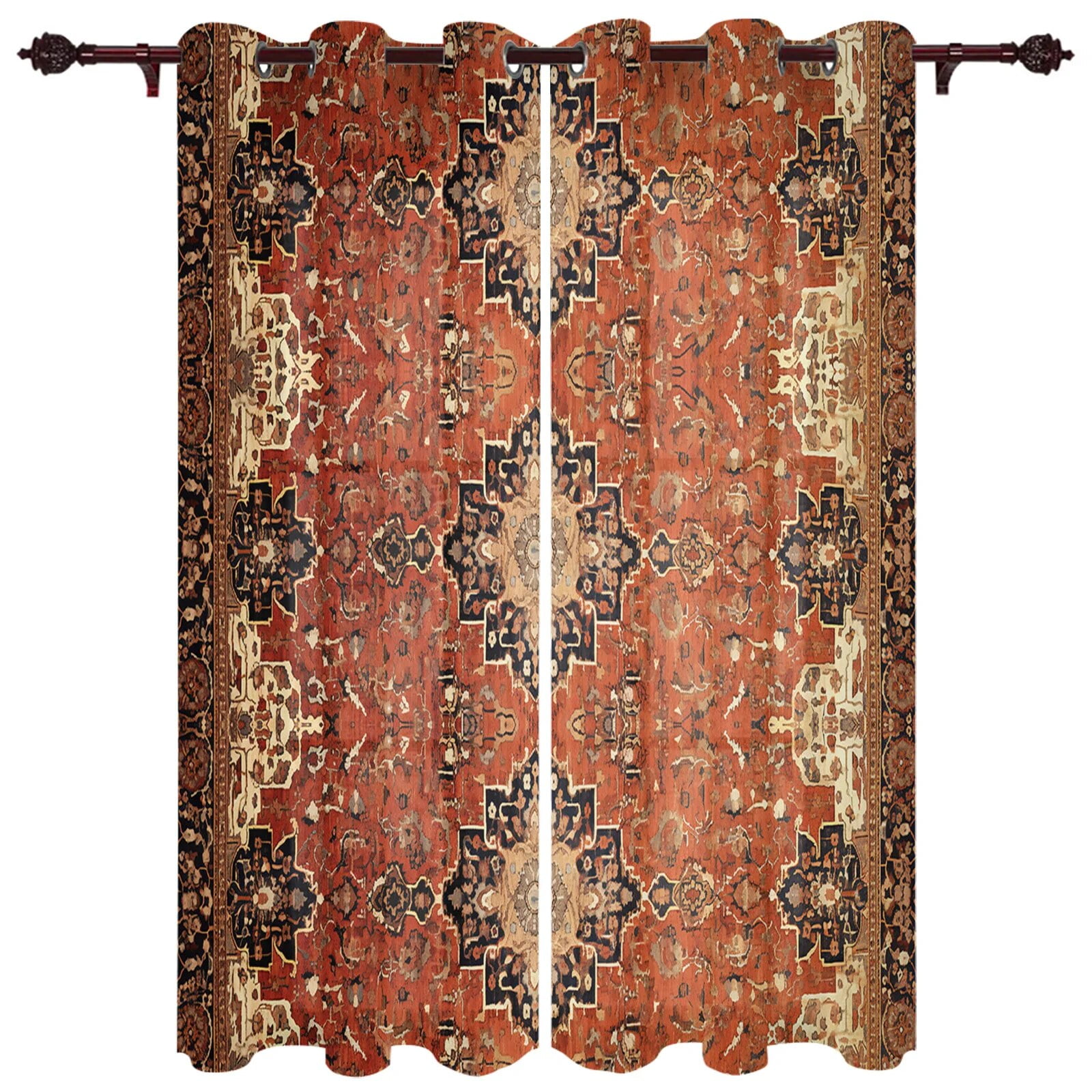Retro Medieval Turkish Pattern Window Curtains for Living Room Bedroom ...