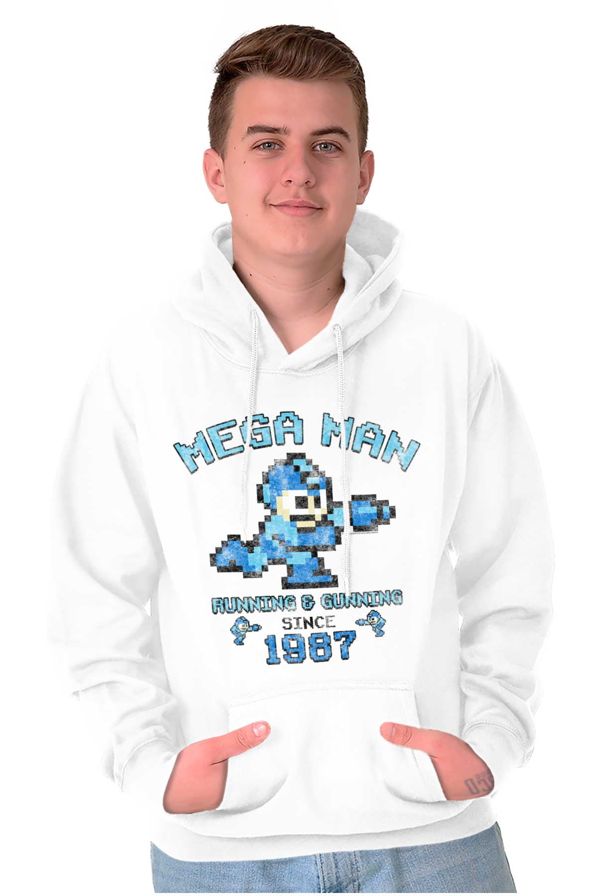 Retro Mega Man Running and Gunning Unisex Plus Size Hoodie Brisco ...