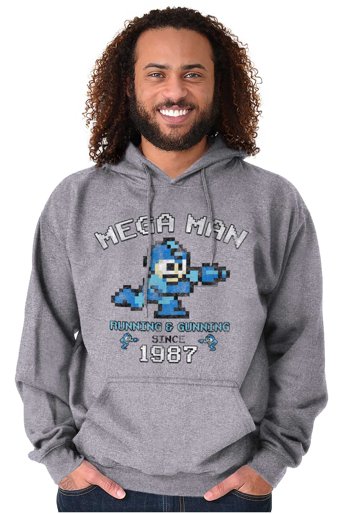 Retro Mega Man Running and Gunning Unisex Plus Size Hoodie Brisco ...
