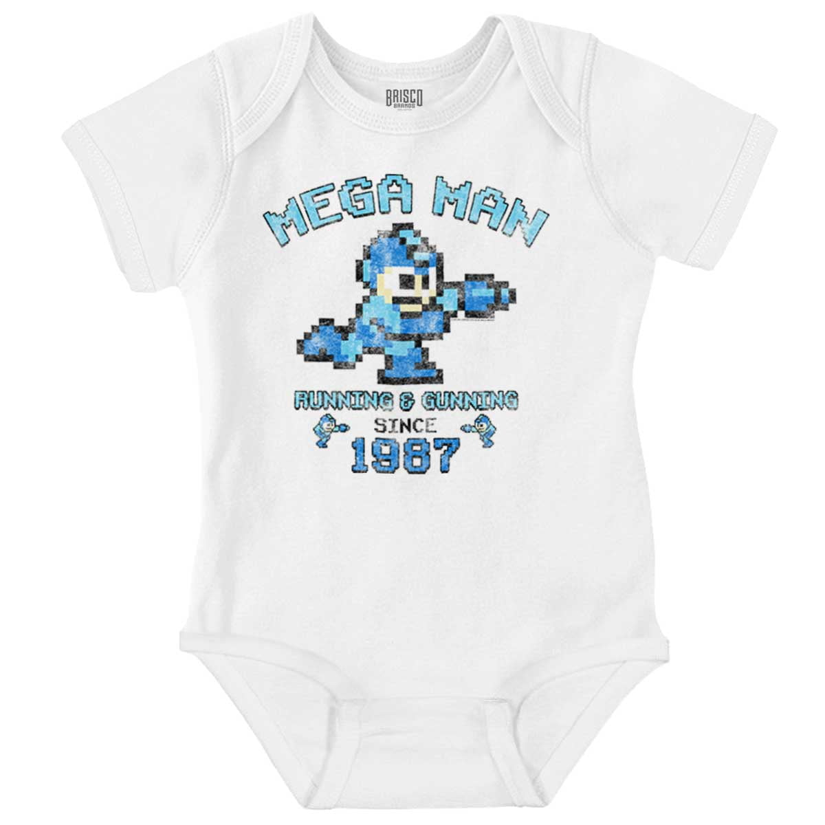 Retro Mega Man Running and Gunning Romper Boys or Girls Infant Baby ...