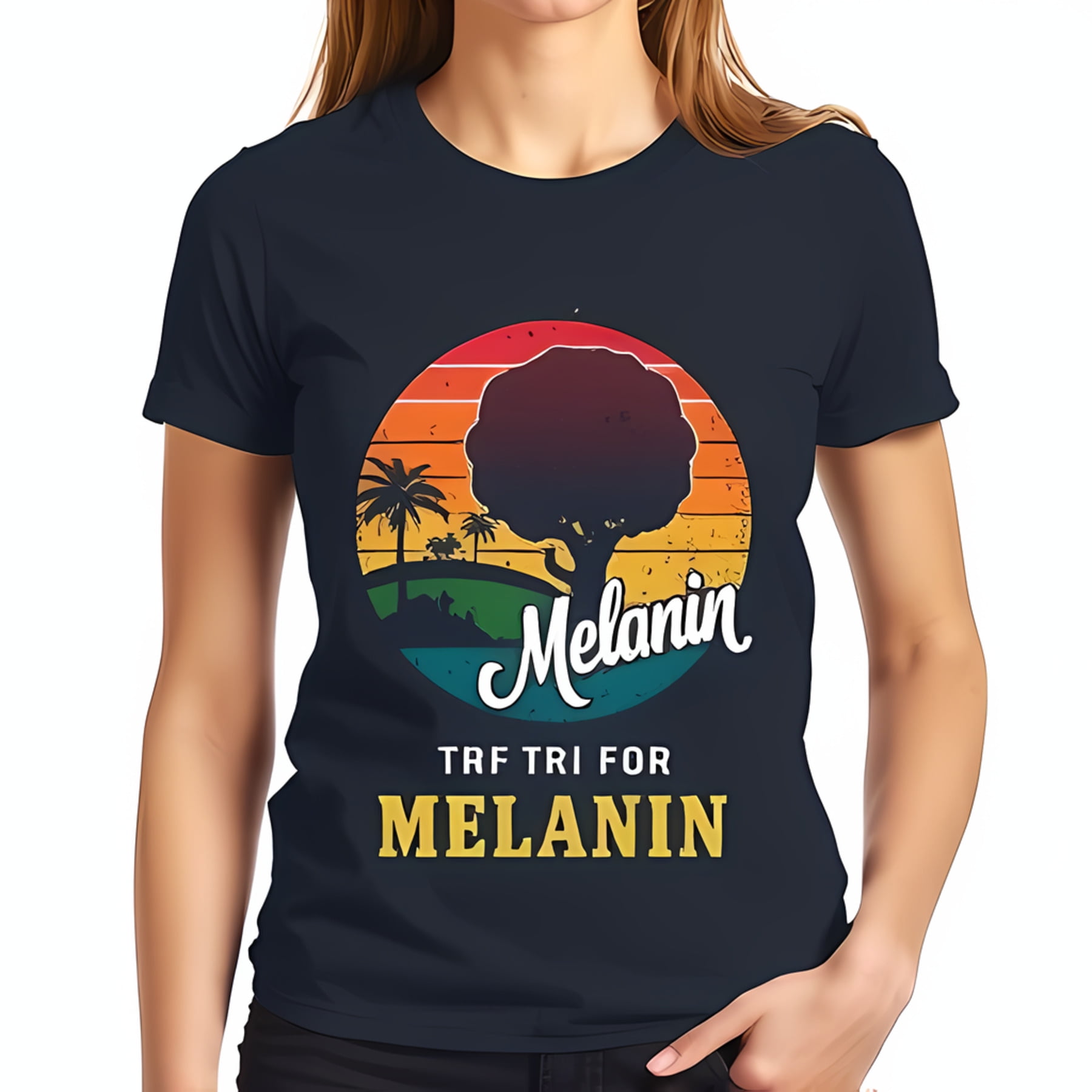 Retro Melanin Graphic Cotton Short Sleeve T-Shirt - Vibrant Sunset ...