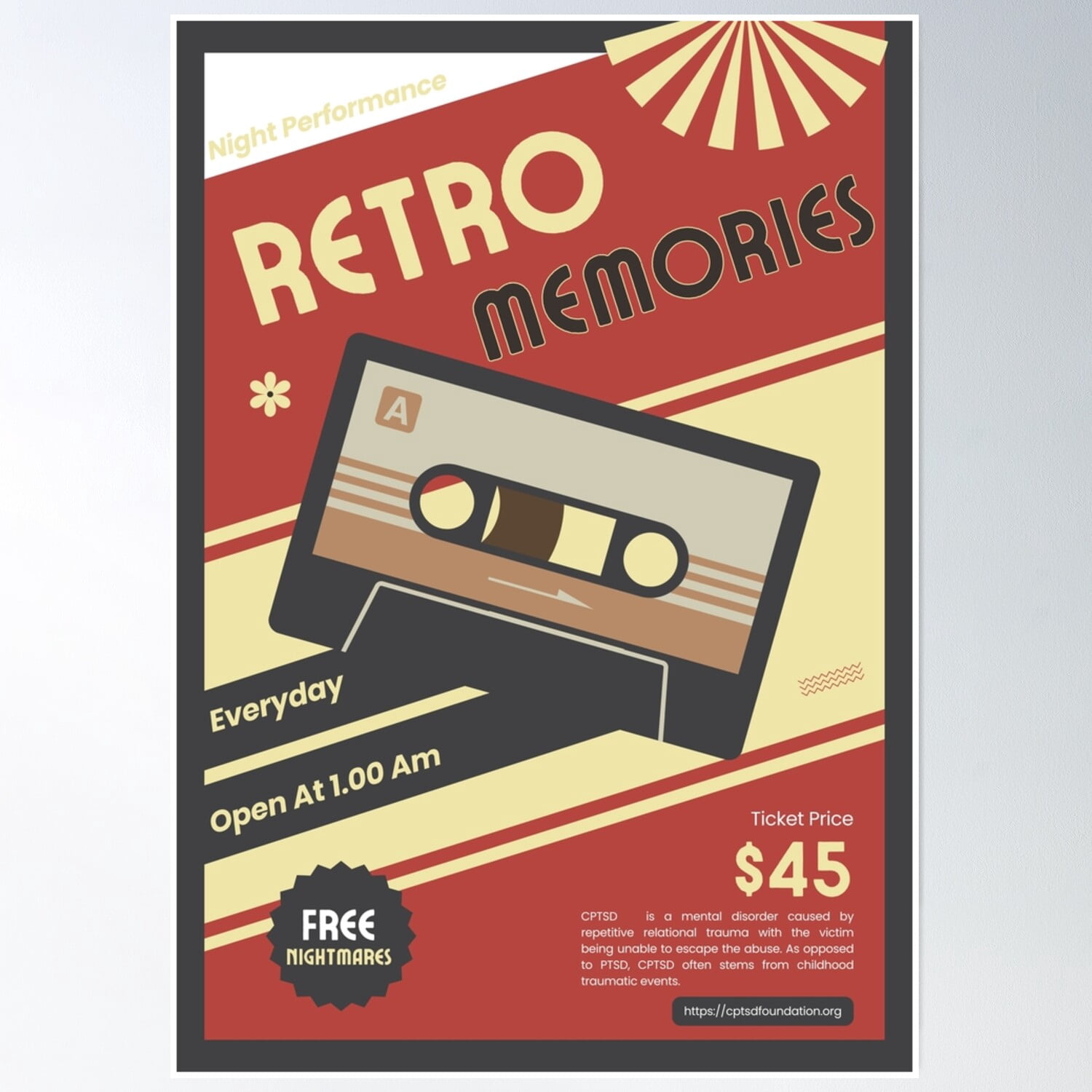 Retro Memories Cptsd Poster Wall Art, Modern Wall Decor, 12x18 UNFRAMED ...