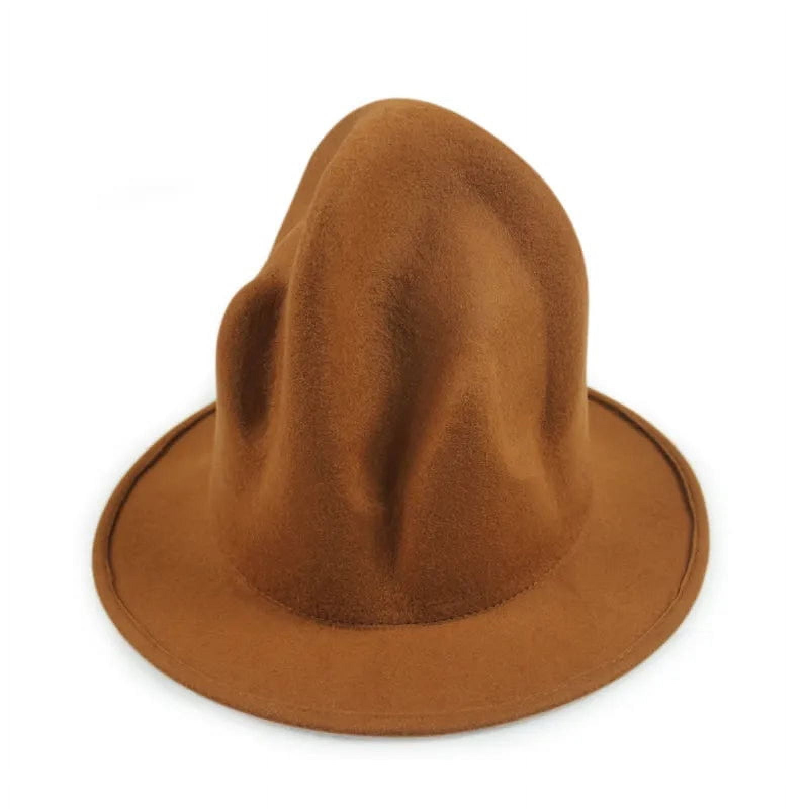 Retro Men Fedoras Top Jazz Felt Wide Brim Hat Vintage Couple Cap Winter ...