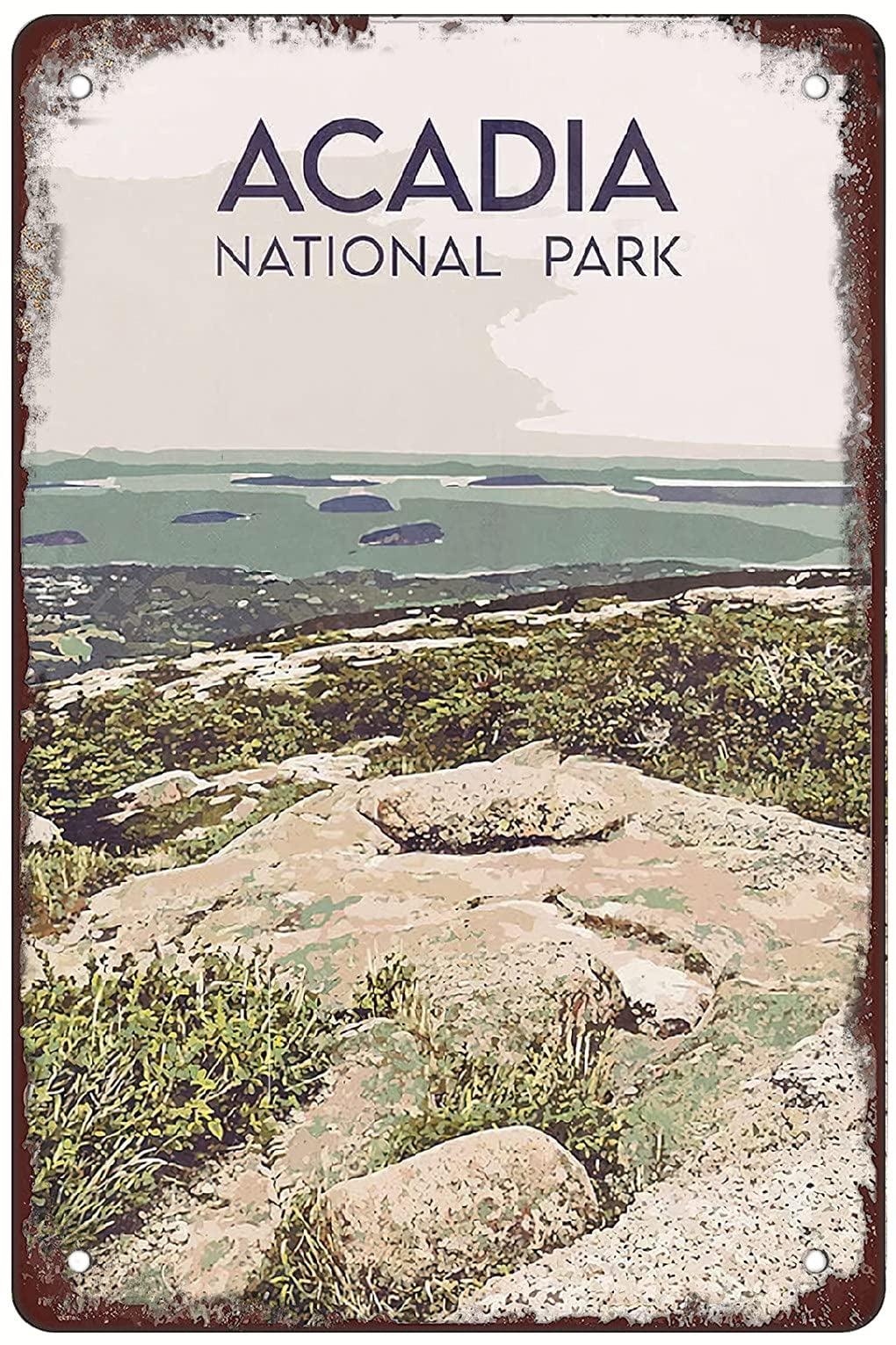 Retro Metal Aluminium Sign Sheet, Acadia National Park outdoor Home ...