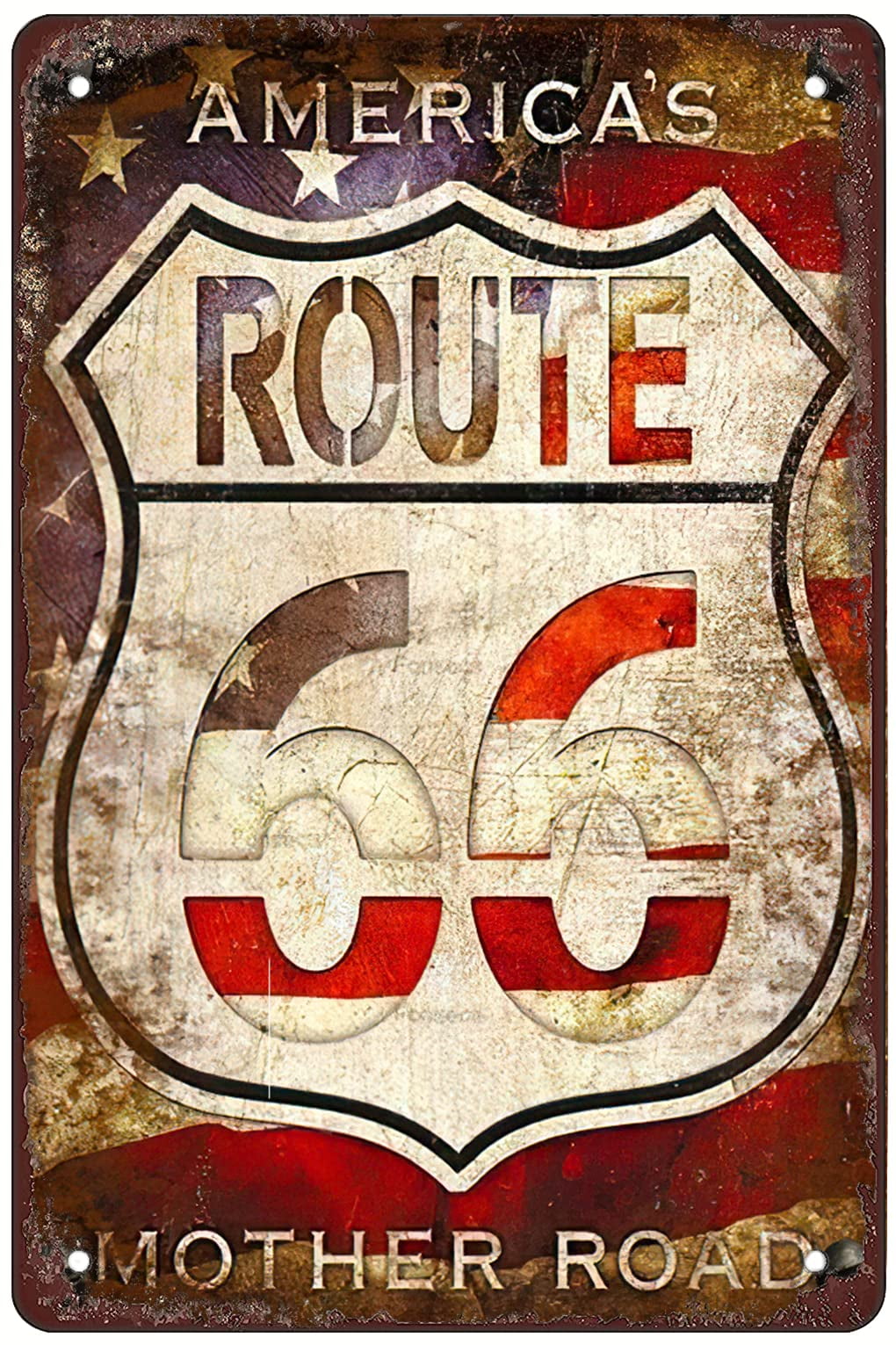 Retro Metal Aluminium Sign Sheet, America's Mother Road Route 66 ...