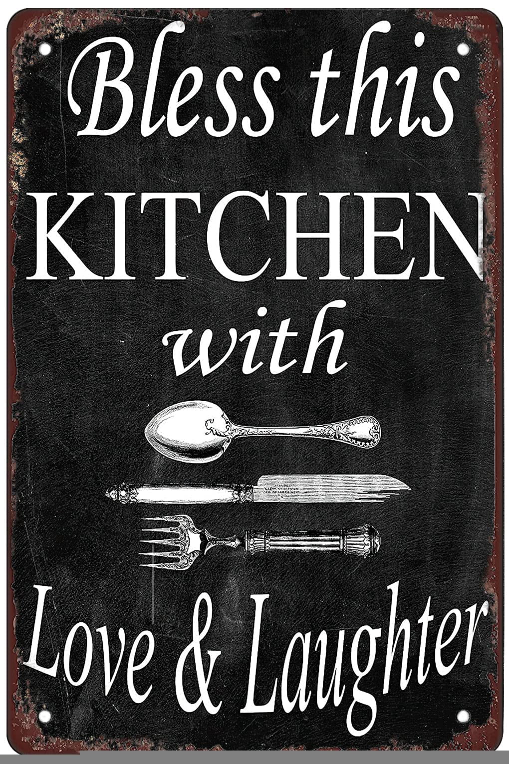 Retro Metal Aluminium Sign Sheet, Bless this kitchen with love and ...