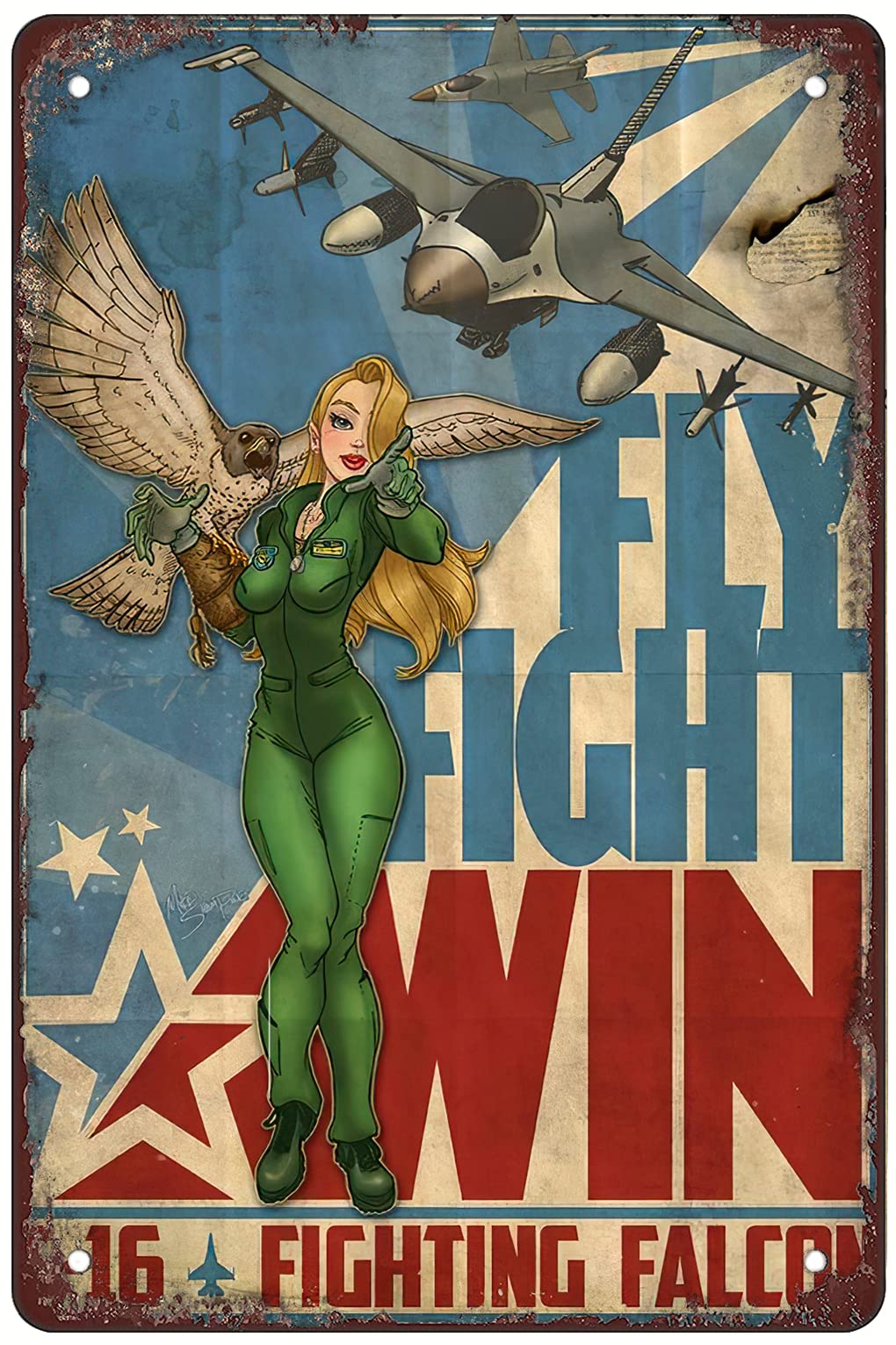 Retro Metal Aluminium Sign Sheet, F-16 Felicia pin up girl, outdoor ...