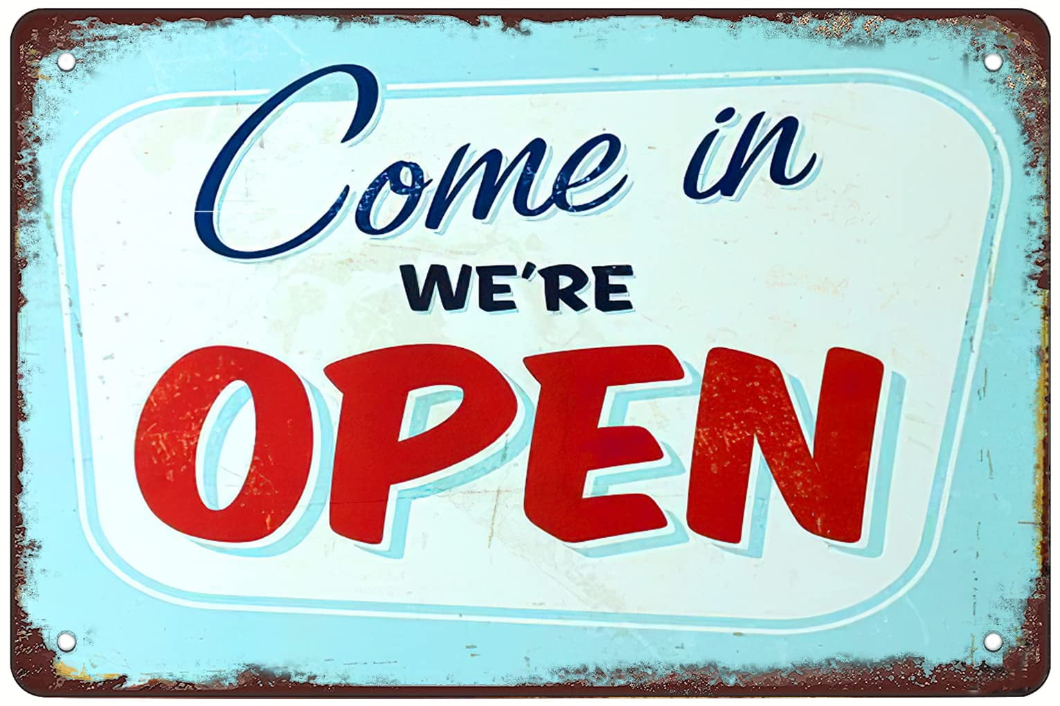 Retro Metal Aluminium Sign Sheet, In business, come in we're open ...