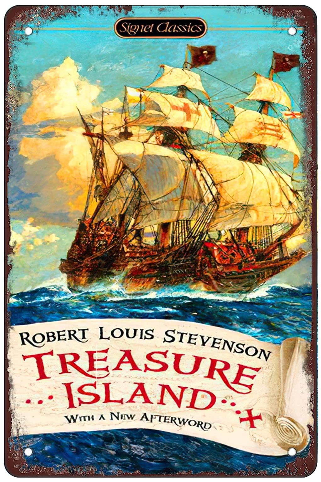 Retro Metal Aluminium Sign Sheet, Pirate Ship, Treasure Island, outdoor ...