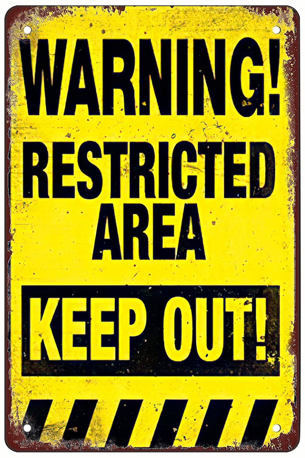 Retro Metal Aluminium Sign Sheet, Warning Restricted Area, keep out ...
