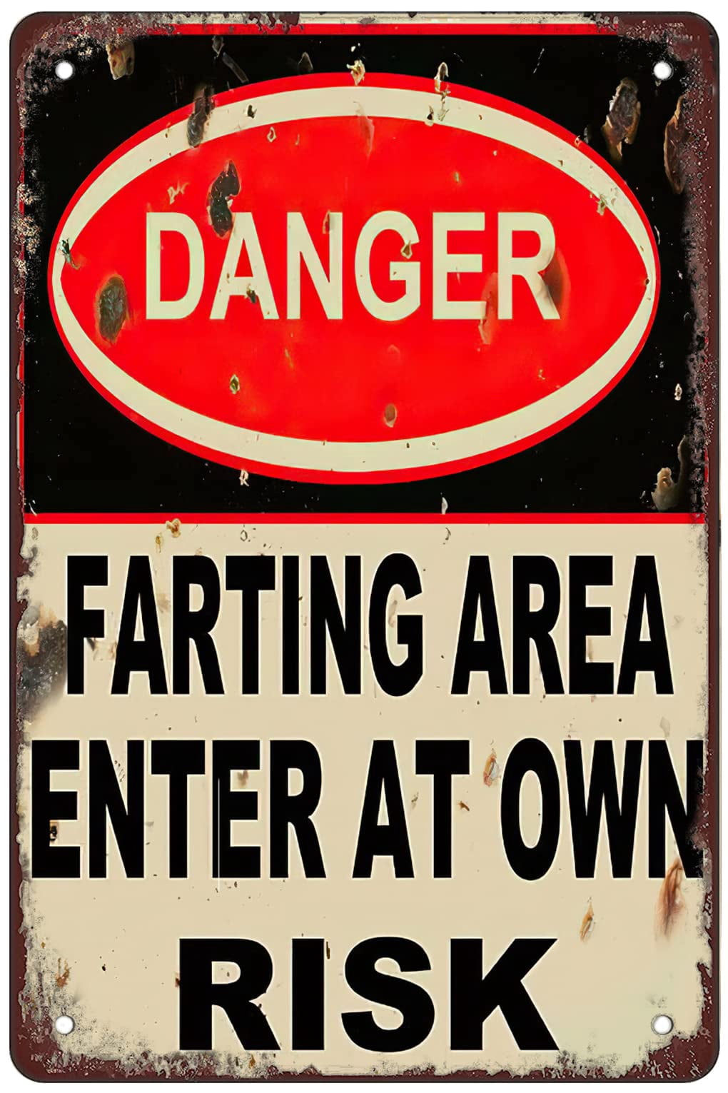Retro Metal Aluminium Sign Sheet, danger farting area enter at own risk ...