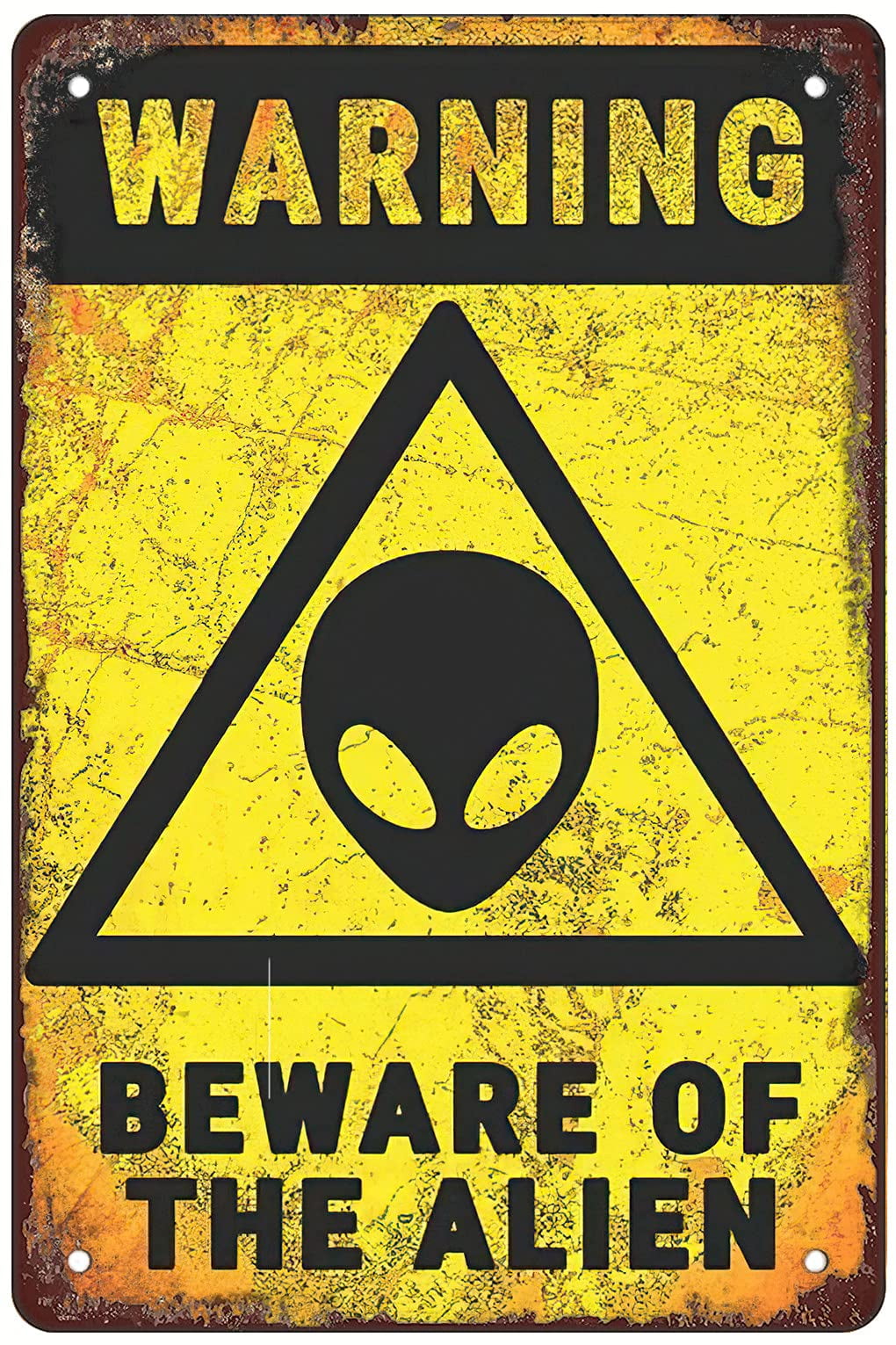 Retro Metal Aluminium Sign Sheet, warning beware of the alien, outdoor ...