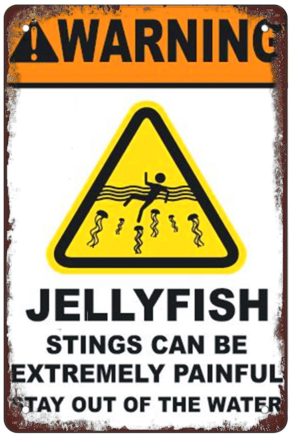Retro Metal Aluminium Sign Sheet, warning jellyfish stings can be ...
