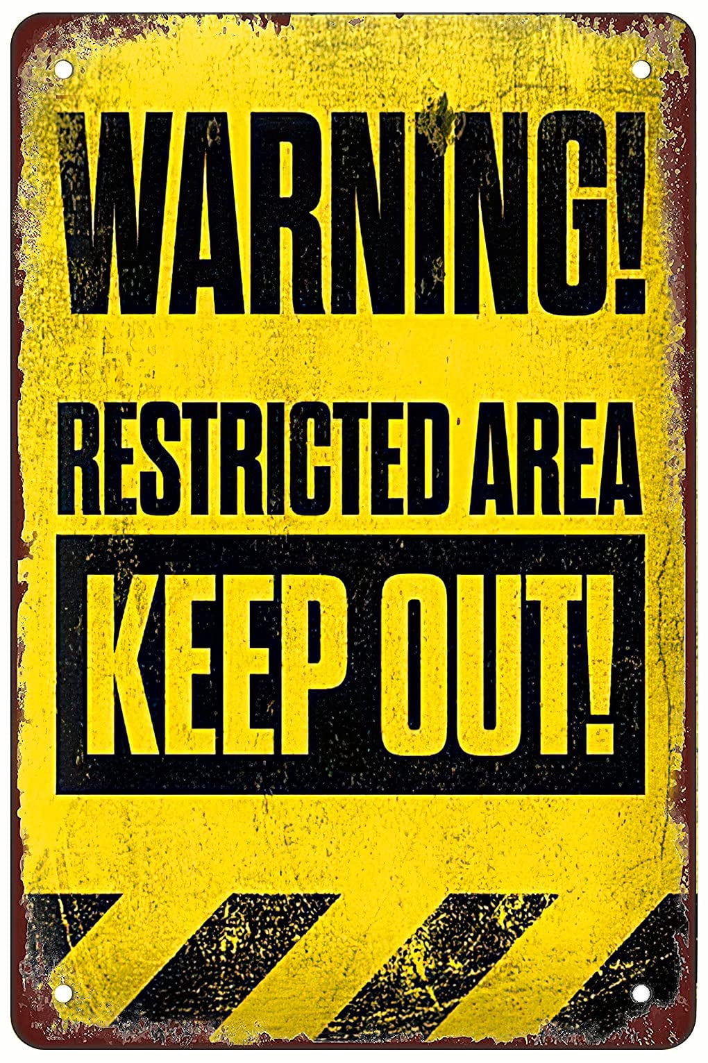 Retro Metal Aluminium Sign Sheet, warning restricted area keep out ...