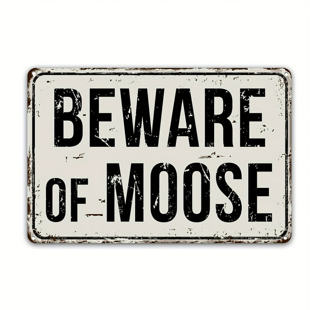 Retro Metal Aluminum Sign, Beware Of Moose Tin Sign 8x12inch, Wall Art ...