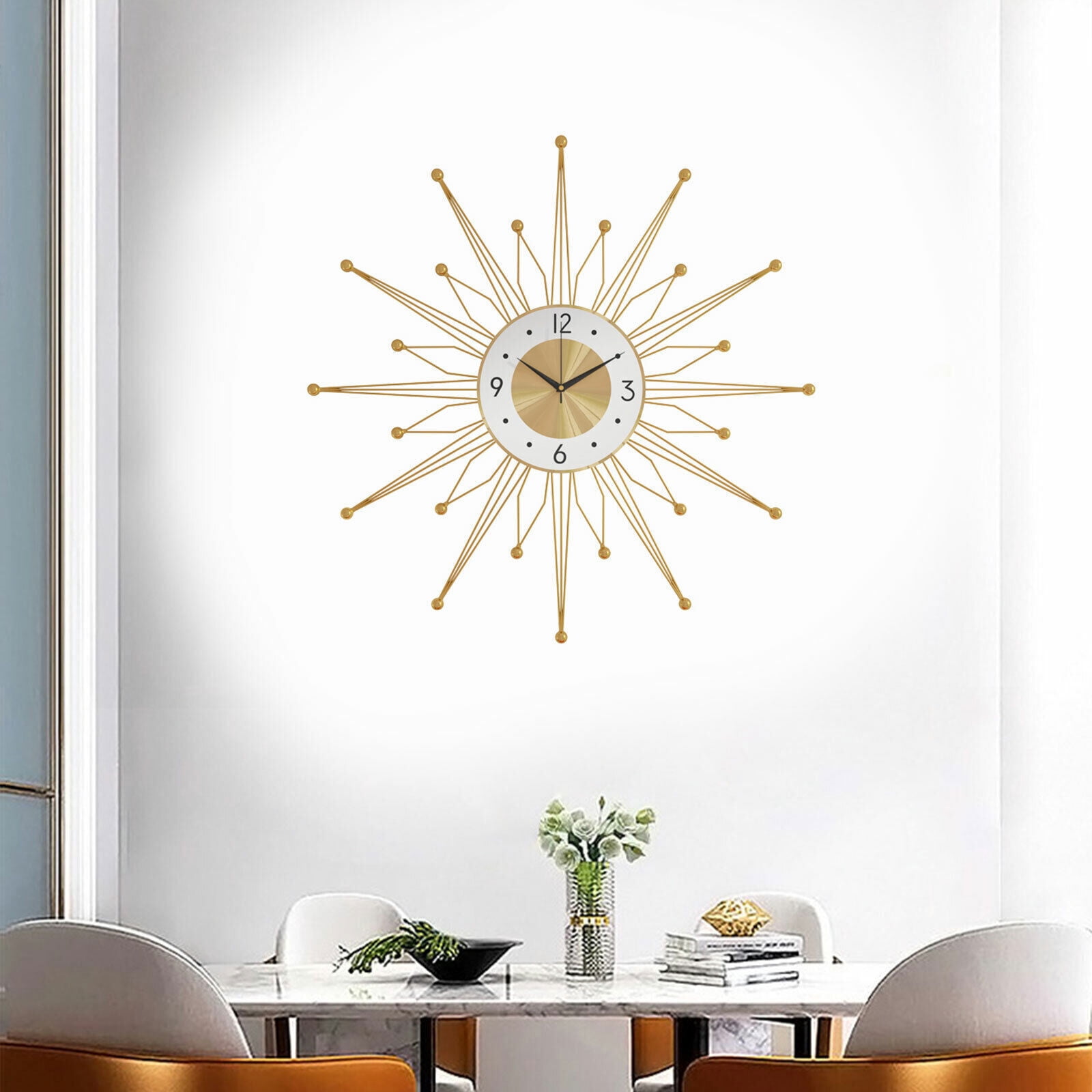Retro Metal Art Sunburst Clock Mid Century Modern Wall Vintage Clock 19 ...