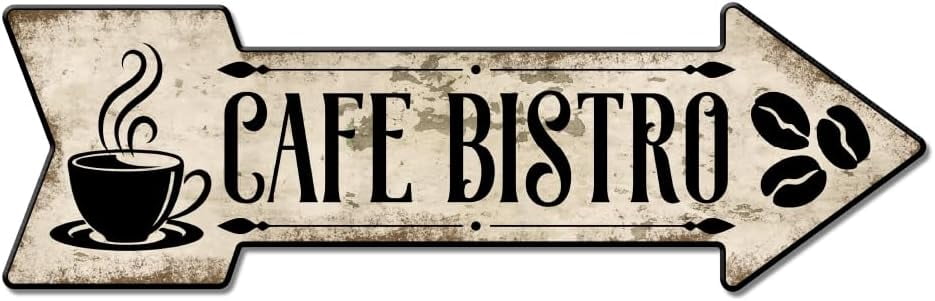 Retro Metal Cafe Sign - 85 cm x 27 cm x 0.5 cm (3.4 inches x 10.6 ...