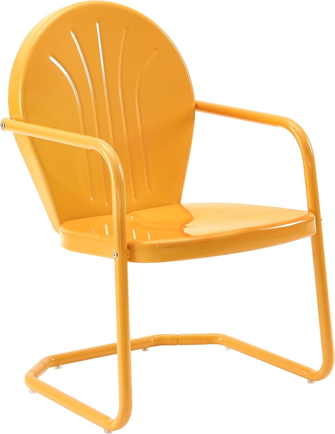 Retro Metal Outdoor Dining Chairs - Vibrant Tangerine Patio Seating for ...