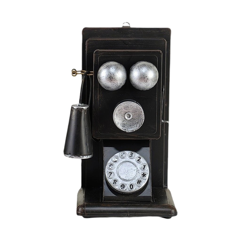 Retro Metal Rotary Phone Model Unique Desktop Figurine Decors for ...