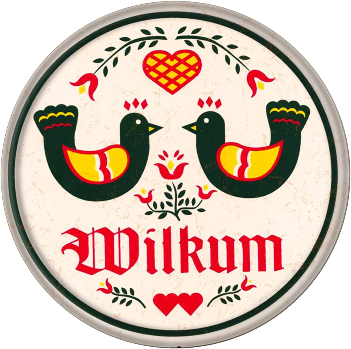 Retro Metal Round Sign Pennsylvania Zook Dutch Hex Double Welcome Tin ...