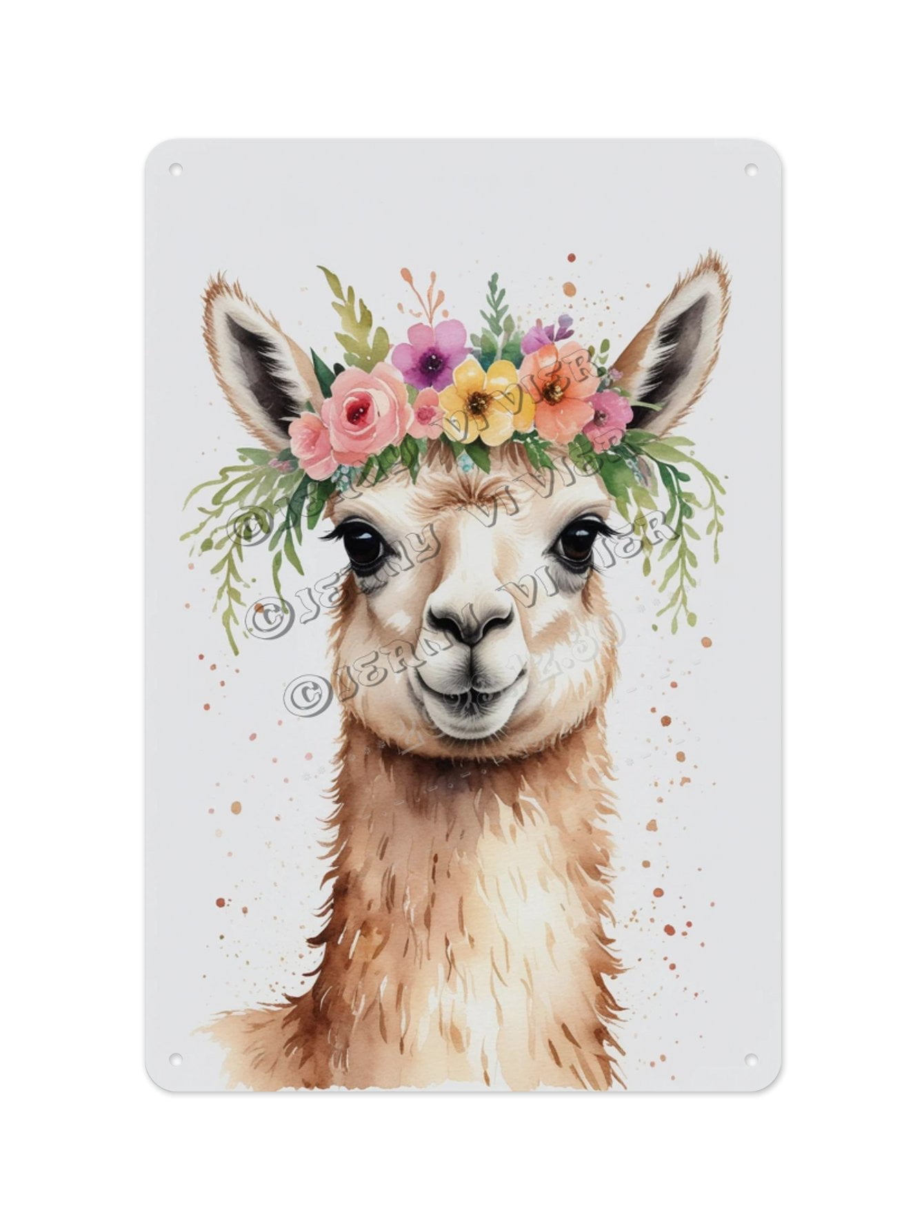 Retro Metal Sign, Aluminum, 12 x 16 Inches, Featuring Cute Alpaca Design, Adds a Fun Element to ...