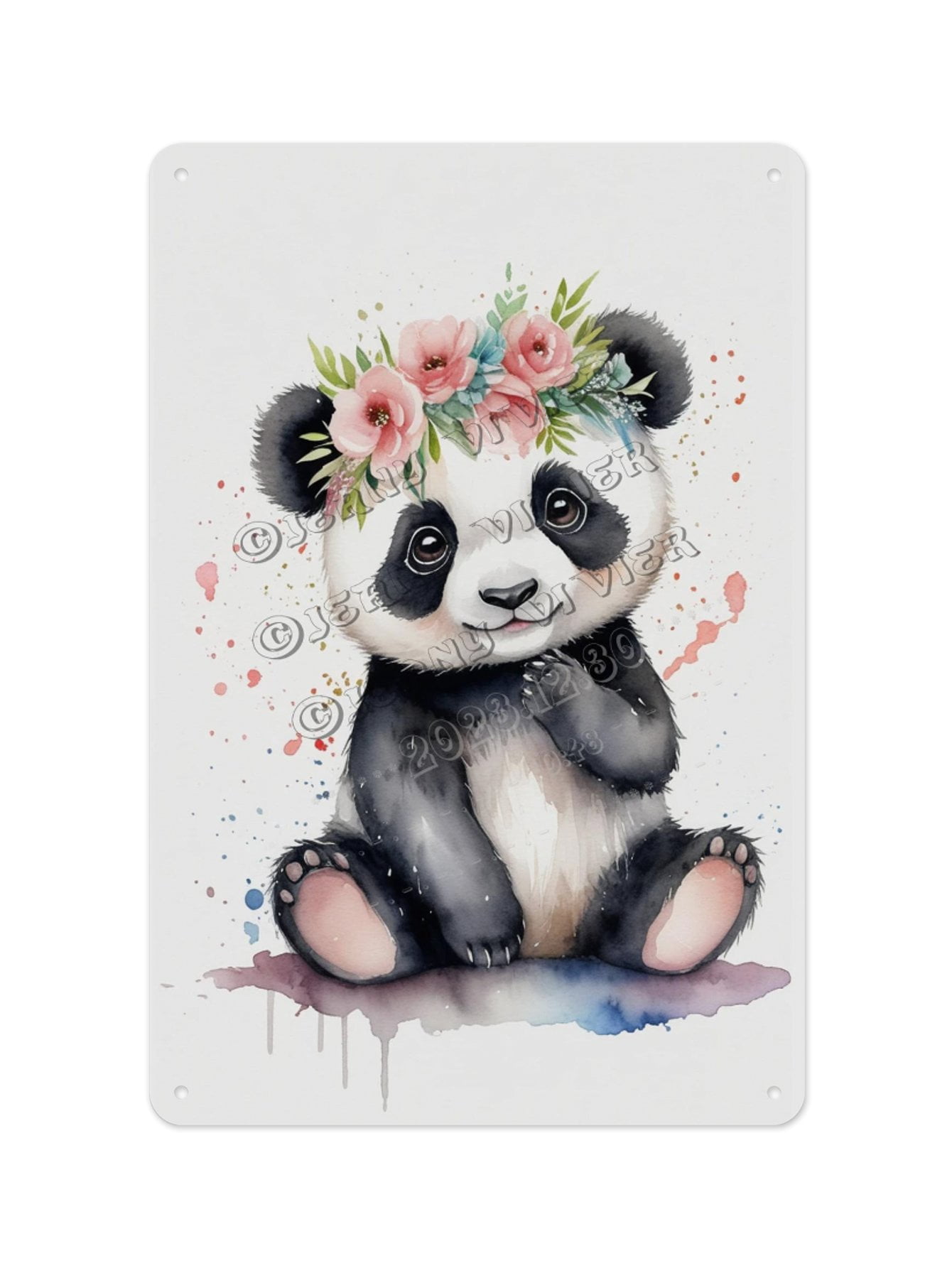 Retro Metal Sign, Aluminum, 5.5 x 8 Inches, Featuring Cute Panda Design ...