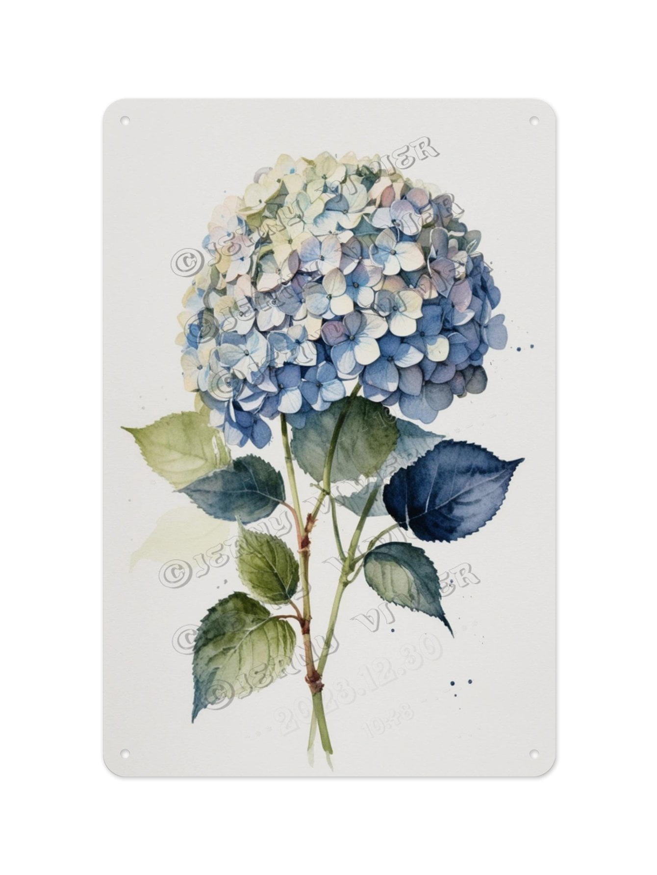 Retro Metal Sign, Aluminum, 5.5 x 8 Inches, Watercolor Hydrangea Design ...