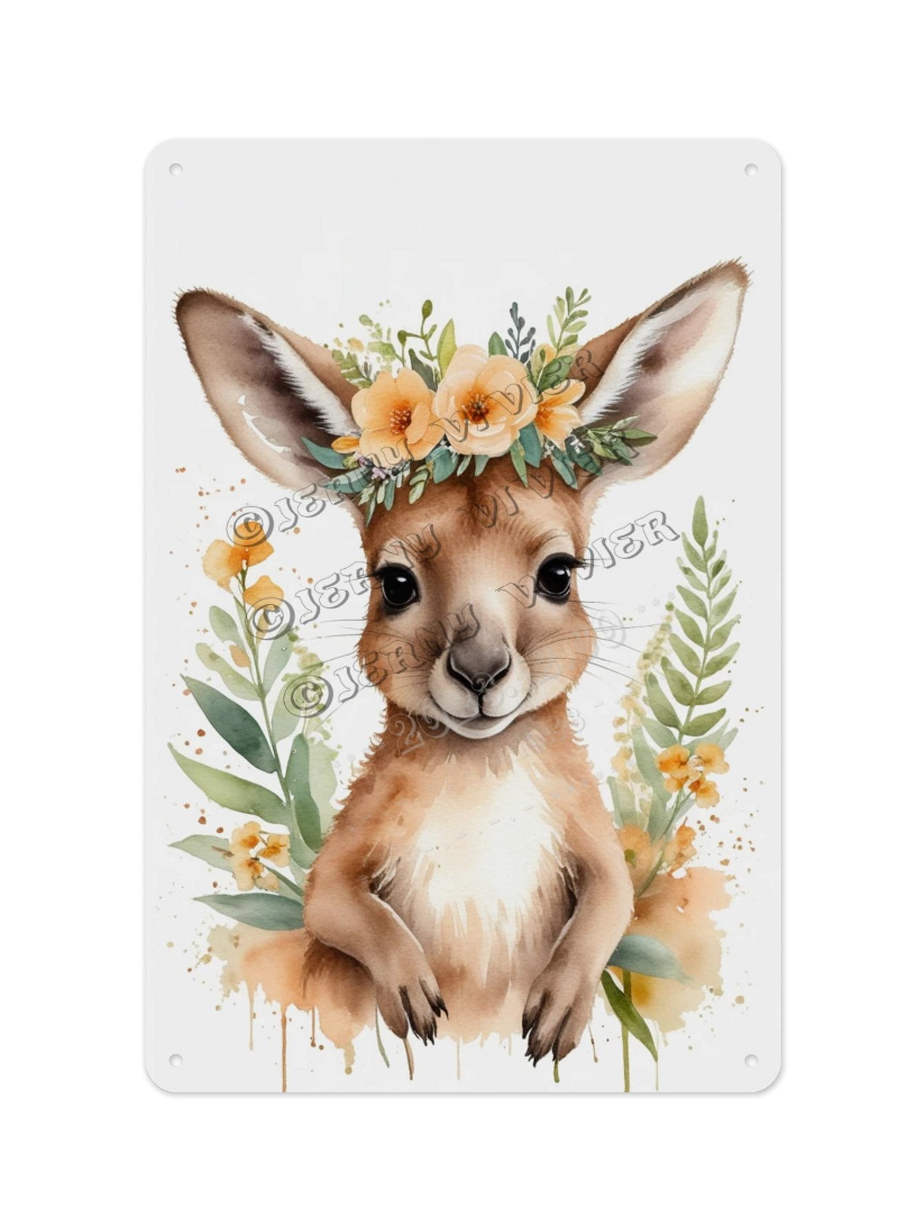 Retro Metal Sign, Aluminum, 8 x 12 Inches, Featuring Cute Kangaroo ...
