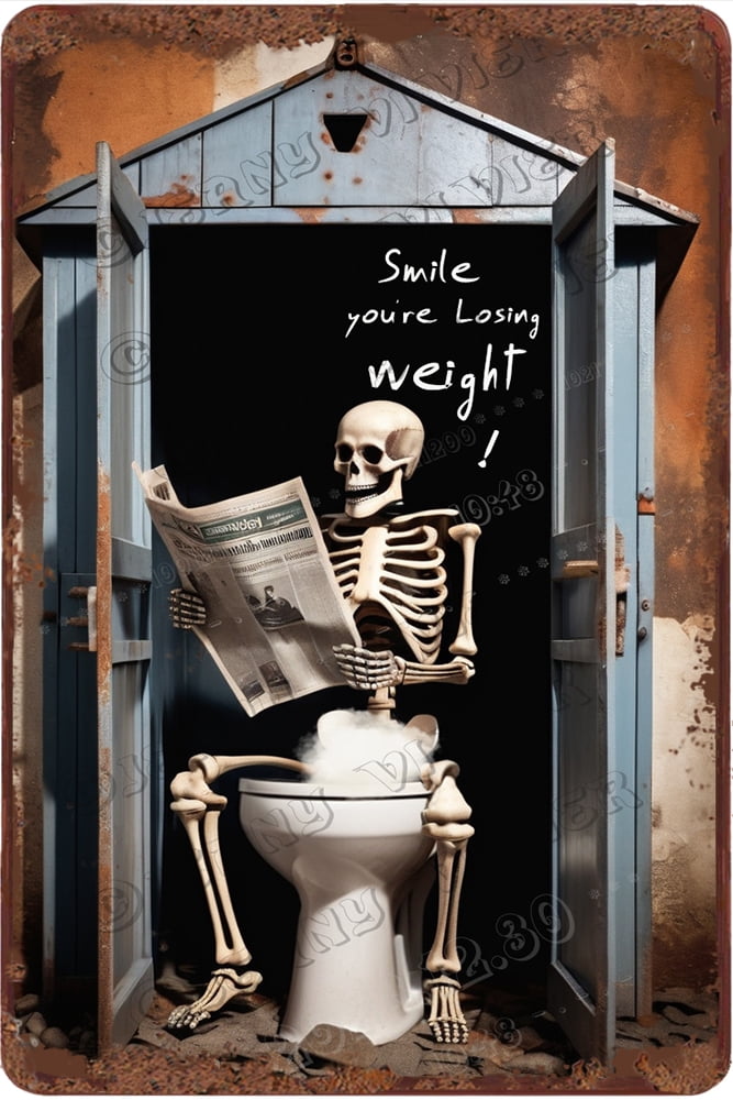 Retro Metal Sign Skeleton Wall Art Vintage Aluminum Sign Skeleton ...