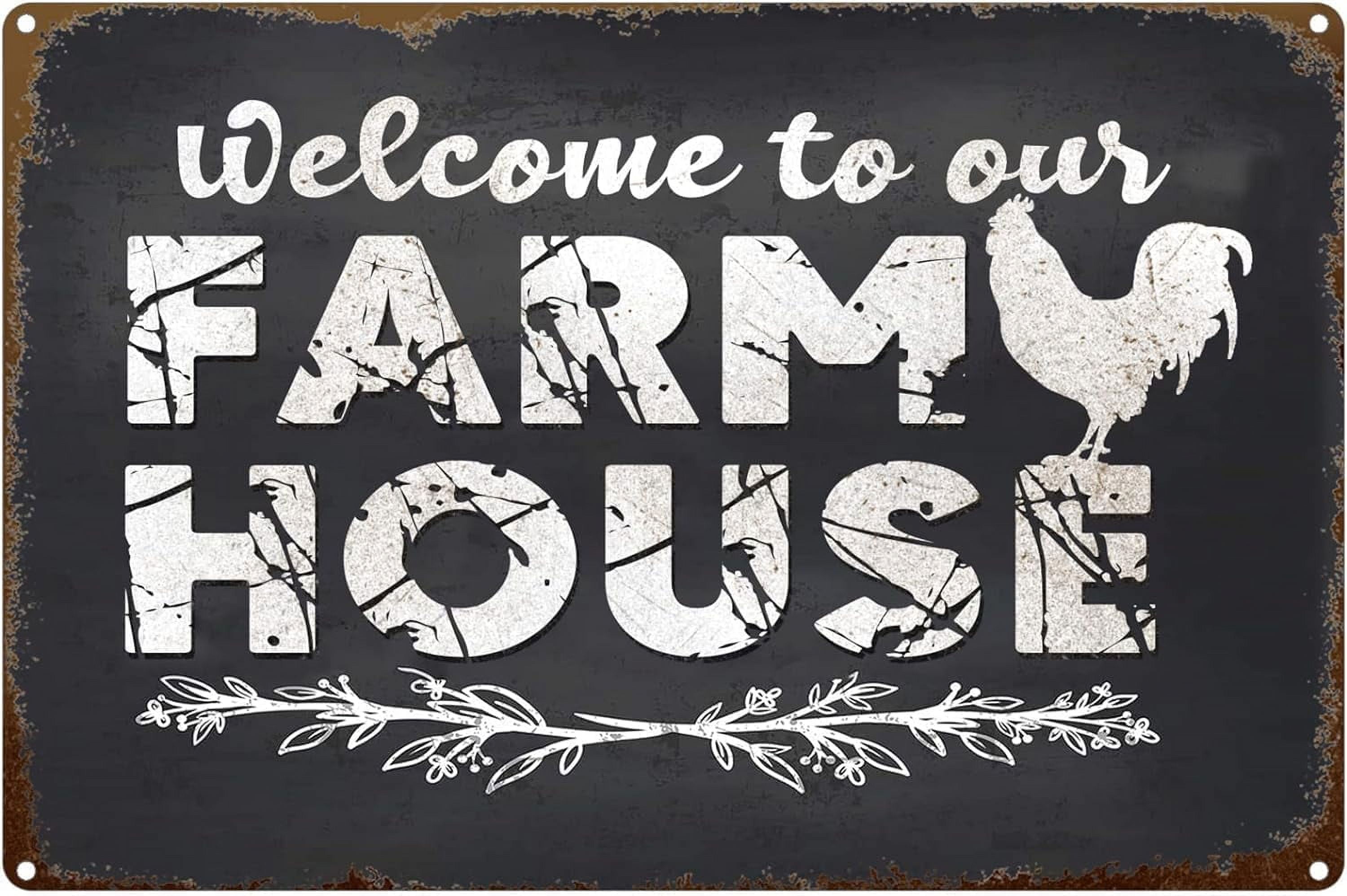 Retro Metal Sign Vintage Tin Sign, Welcome To Our Farmhouse Gate Wall ...
